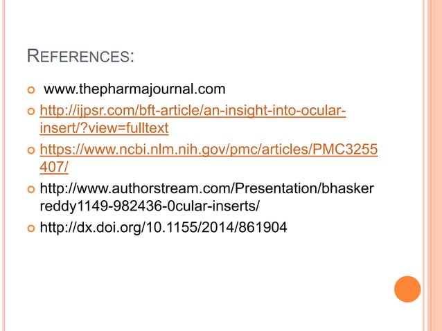 Ocular inserts | PPTX