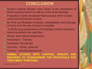 OCULAR THERAPEUTICS AND KRIYAKALPA IN AYURVEDA | PPTX