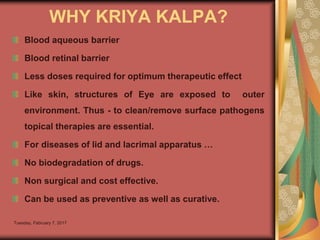 OCULAR THERAPEUTICS AND KRIYAKALPA IN AYURVEDA | PPTX