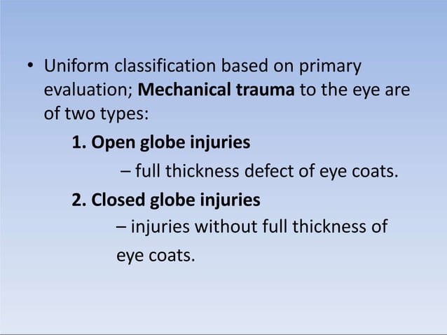 Ocular Trauma , mentioning soft tissue and bony trauma | PPT