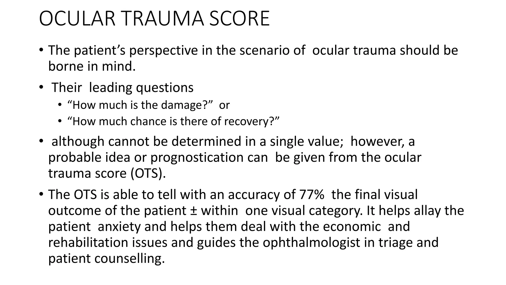 Ocular Trauma - Penetrating and Perforating wounds | PPTX