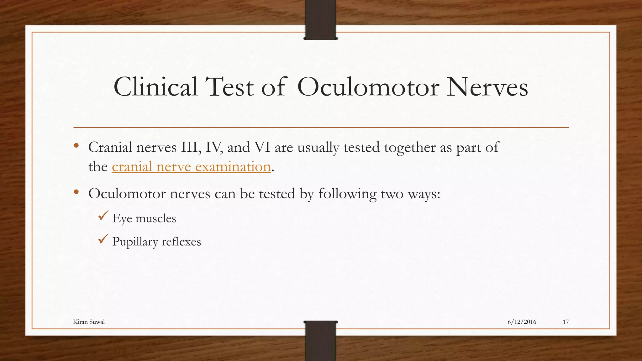 3rd cranial nerve :Oculomotor nerve | PPTX