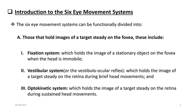 supranuclear control of eye movement | PPTX