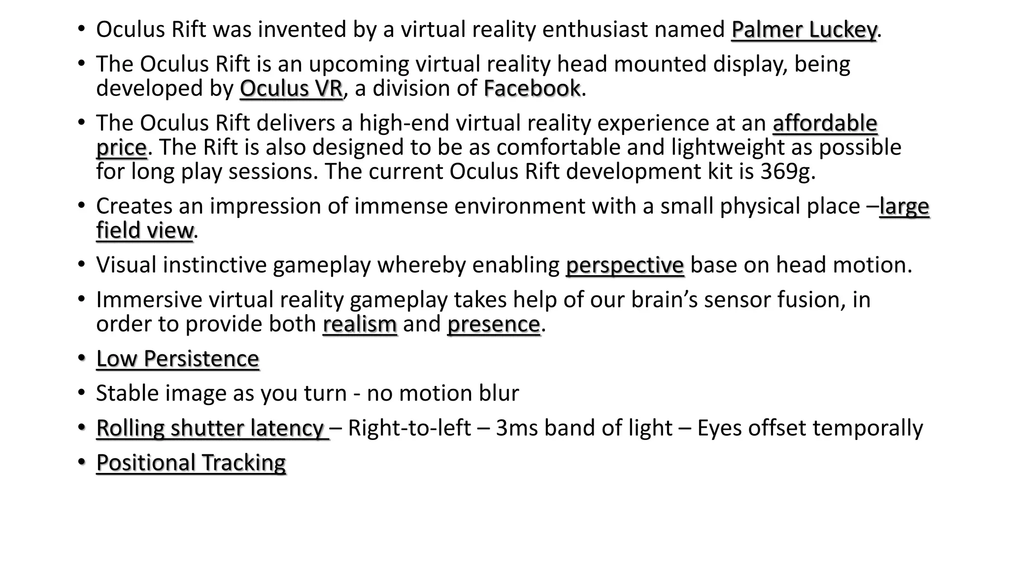 Oculus rift VR | PPTX | 3-D Graphics | Computer Software and Applications