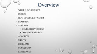 Oculus Rift By Mayur Padma | PPTX