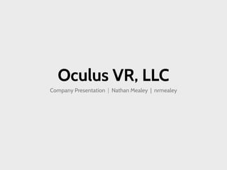 Oculus VR Company Report