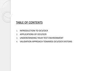 OCV & OCR - A Validation Perspective | PPTX