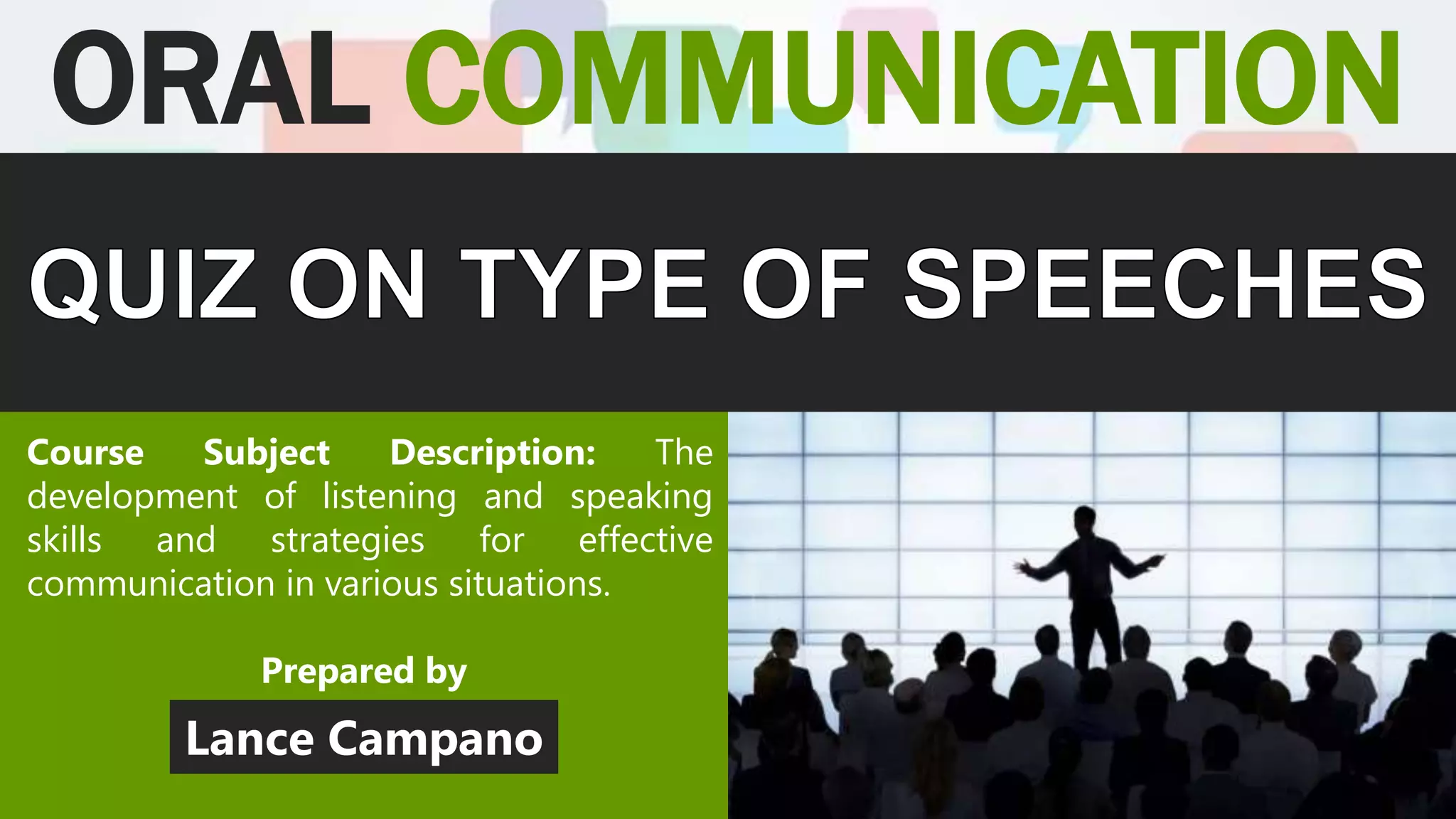 Types of Speeches | PPTX | Education
