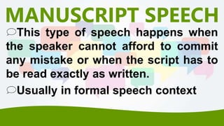 Types of Speeches | PPTX