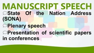 Types of Speeches | PPTX
