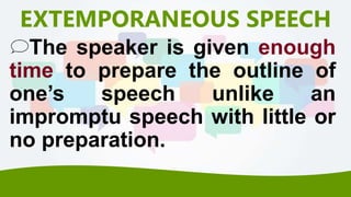 Types of Speeches | PPTX