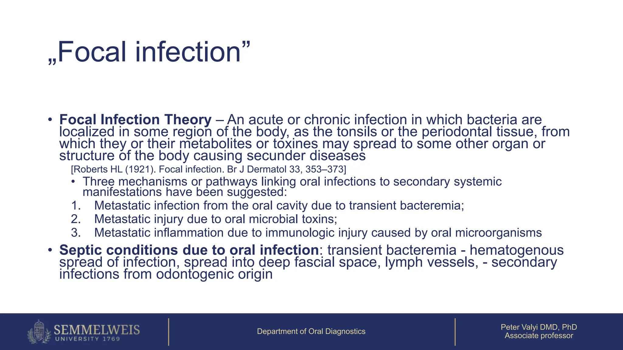 Oral diagnostics - Focal infection .pptx