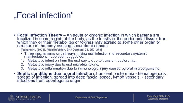 Oral diagnostics - Focal infection .pptx