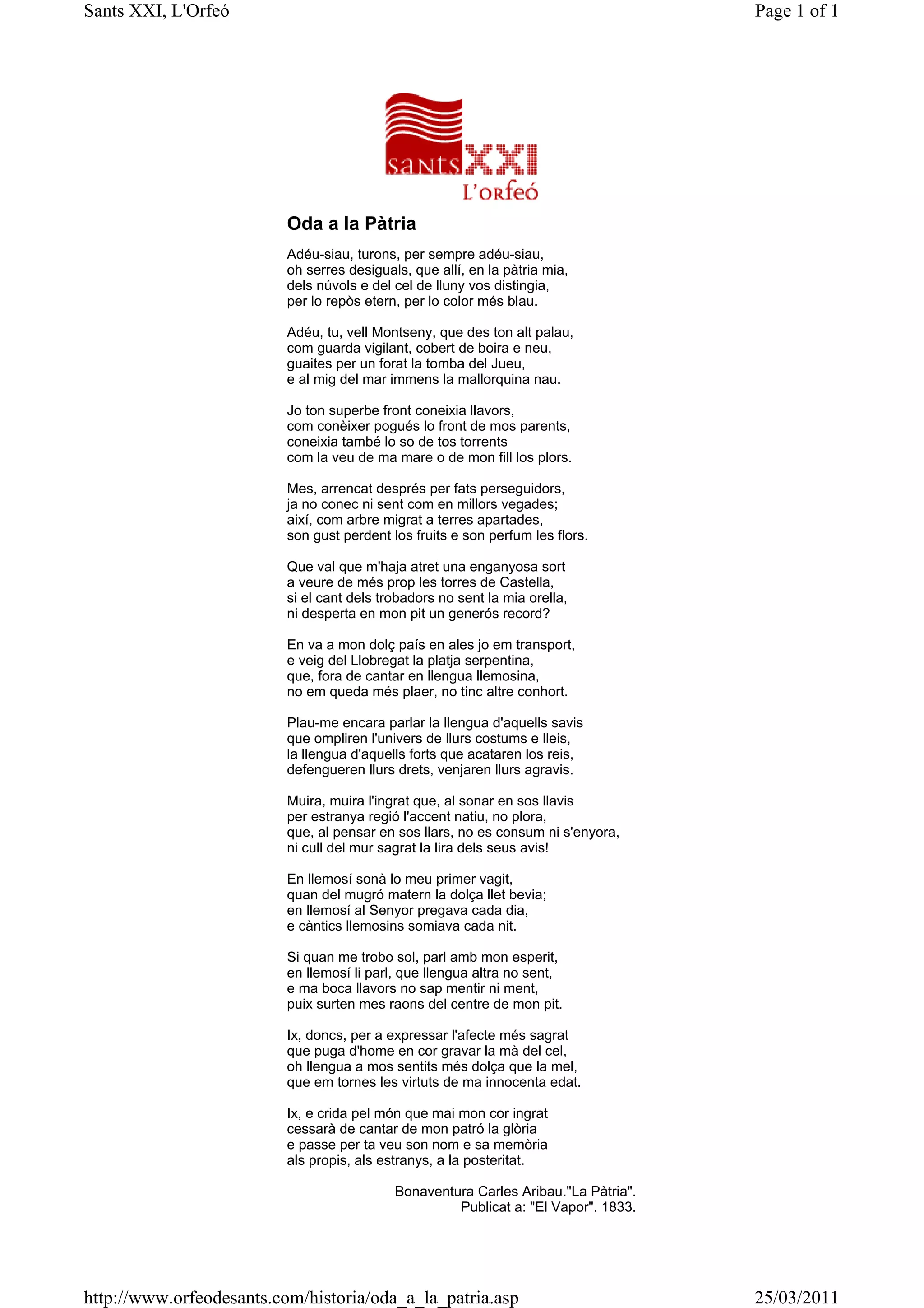 Oda a la pàtria | PDF