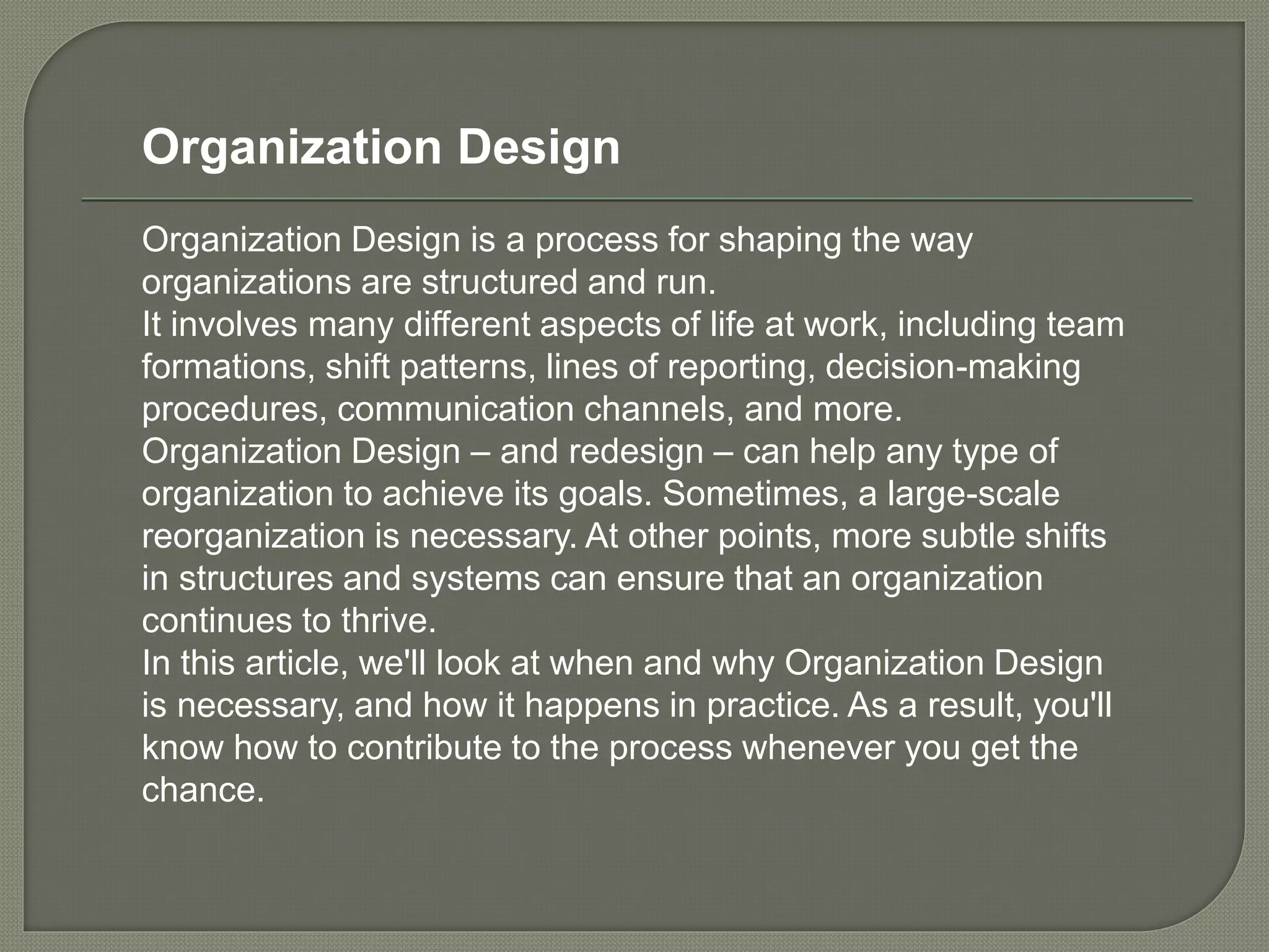 THE ROLE OF STRATEGIC DIRECTION IN ORGANIZATIONAL DESIGN | PPT