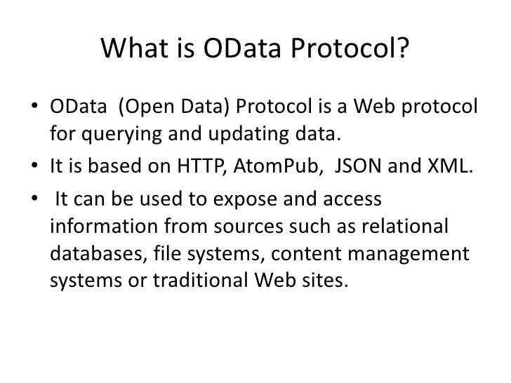 OData and WCF Data Services OData and WCF Data Services
