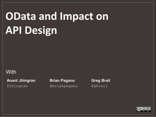 OData Introduction and Impact on API Design (Webcast) | PPT