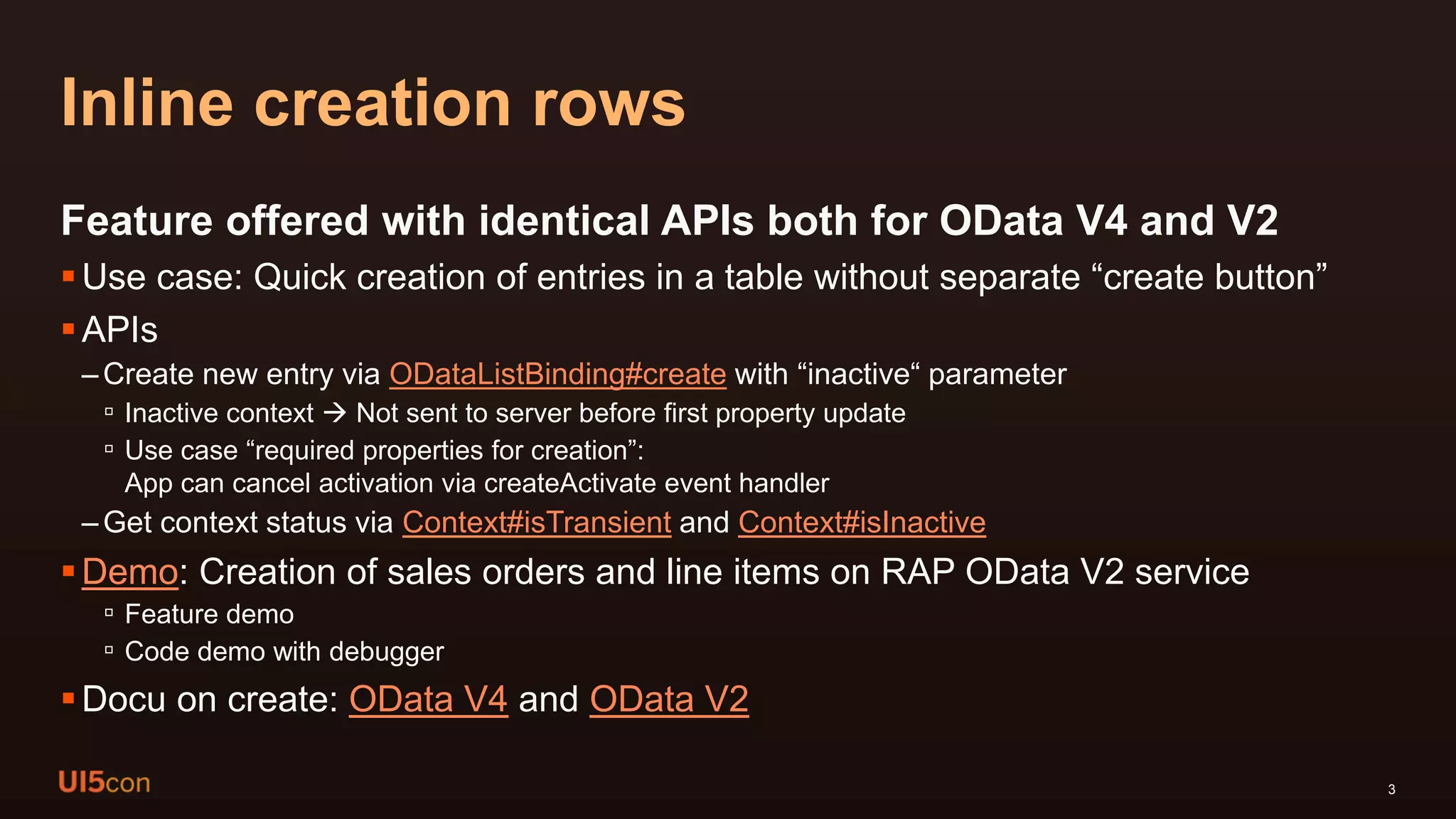 UI5con: OData progress regarding create | PPT