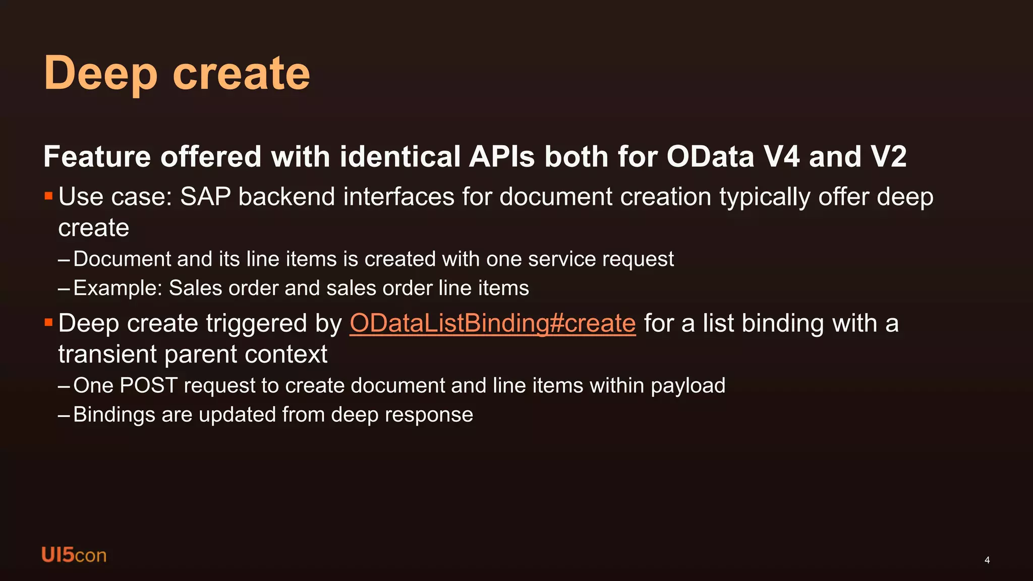UI5con: OData progress regarding create | PPT