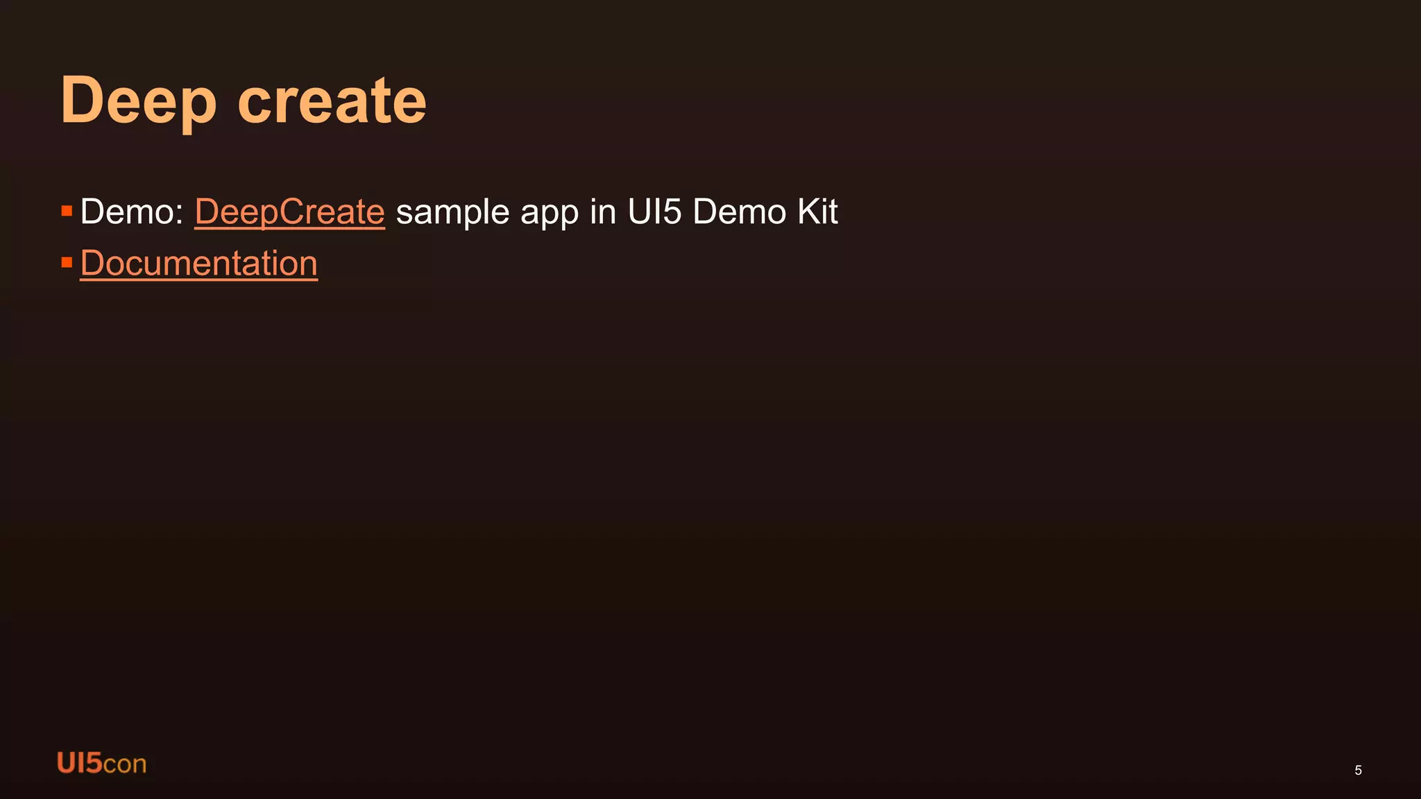 UI5con: OData progress regarding create | PPT