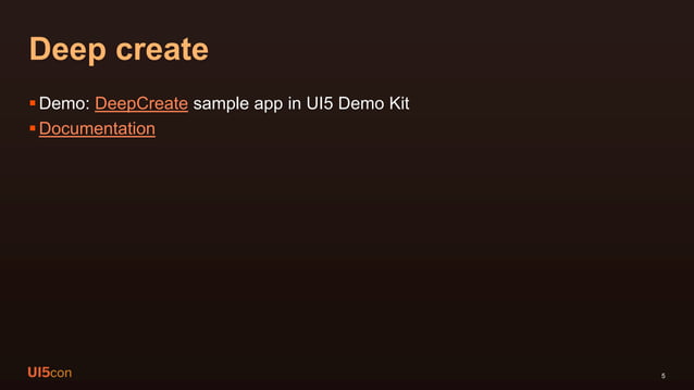 UI5con: OData progress regarding create | PPT