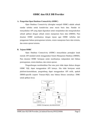 Odbc dan ole db provider siiesde | PDF