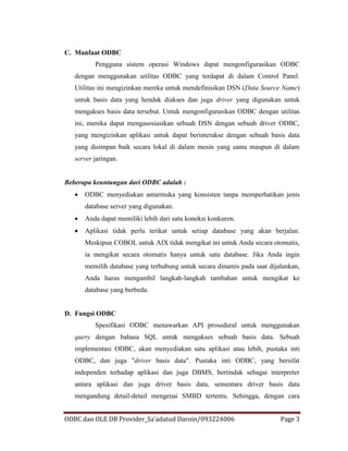 Odbc dan ole db provider siiesde | PDF