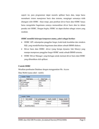 Odbc dan ole db provider siiesde | PDF