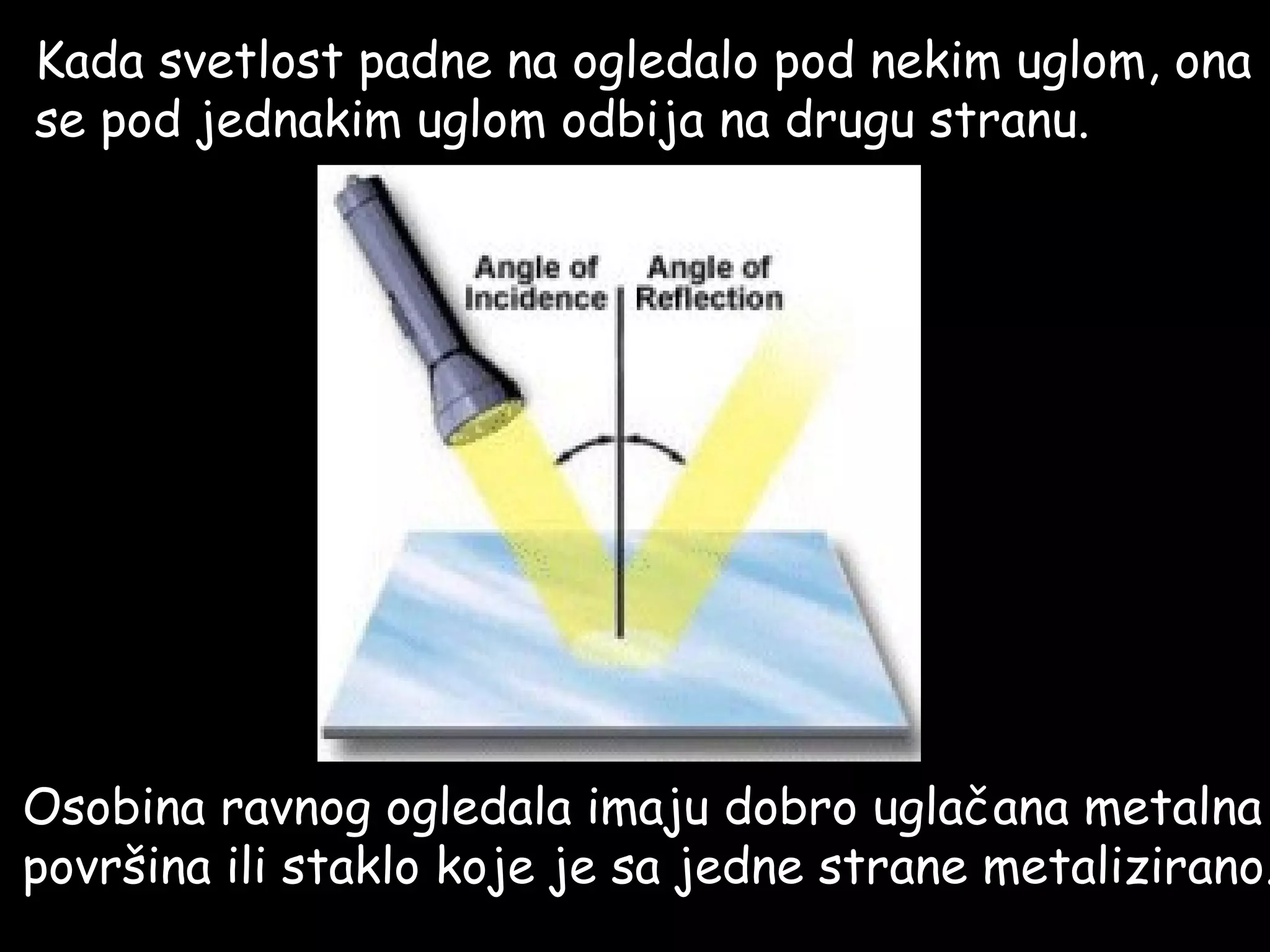 Odbijanje svetlosti, ravna i sferna ogledala | PPT