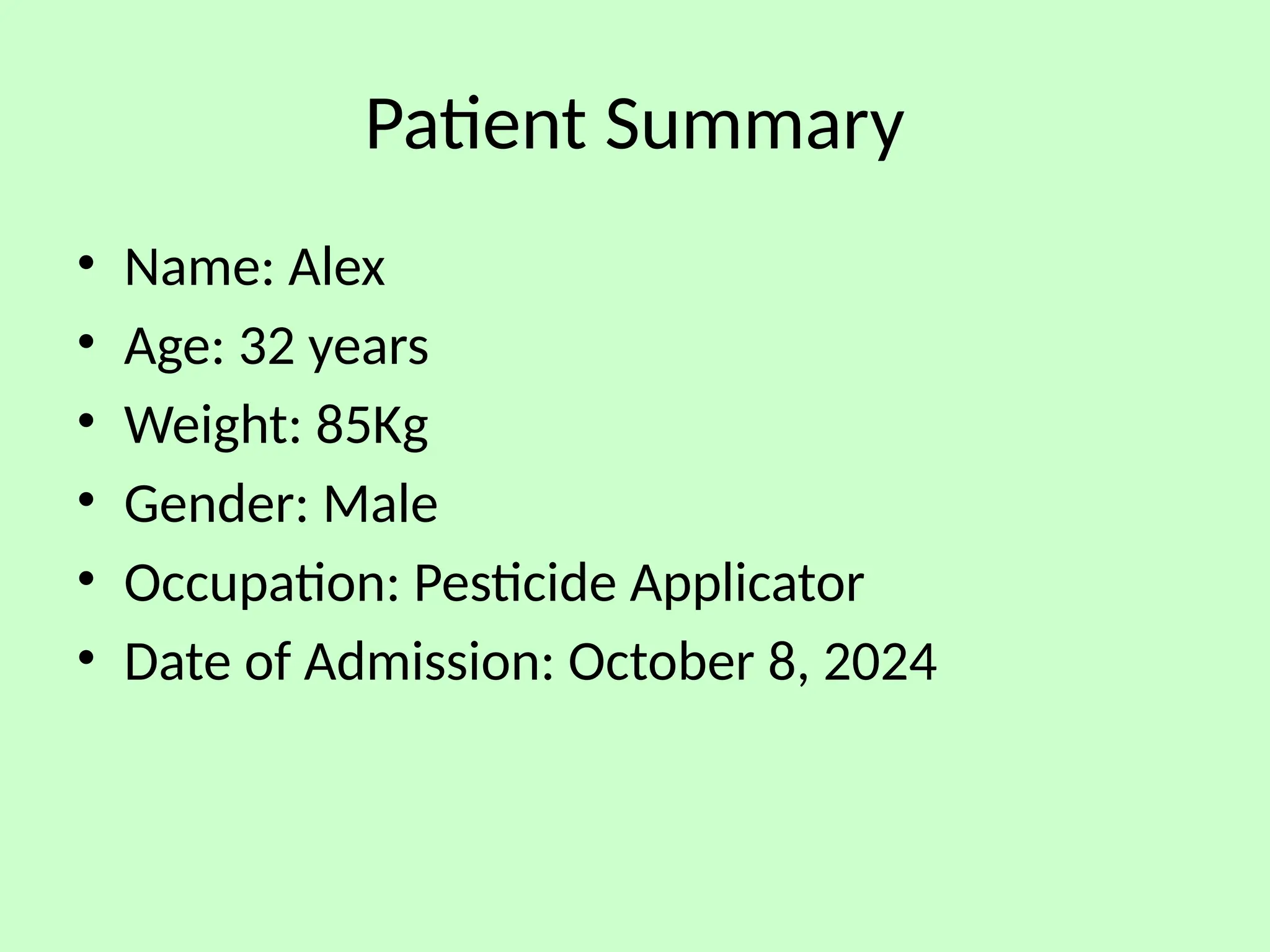 Case History Acute Intoxication by Chloro-organic Substances | PPT