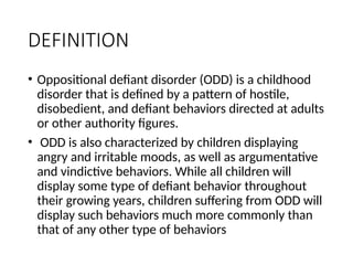 Oppositional defiant disorder and treatment | PPTX