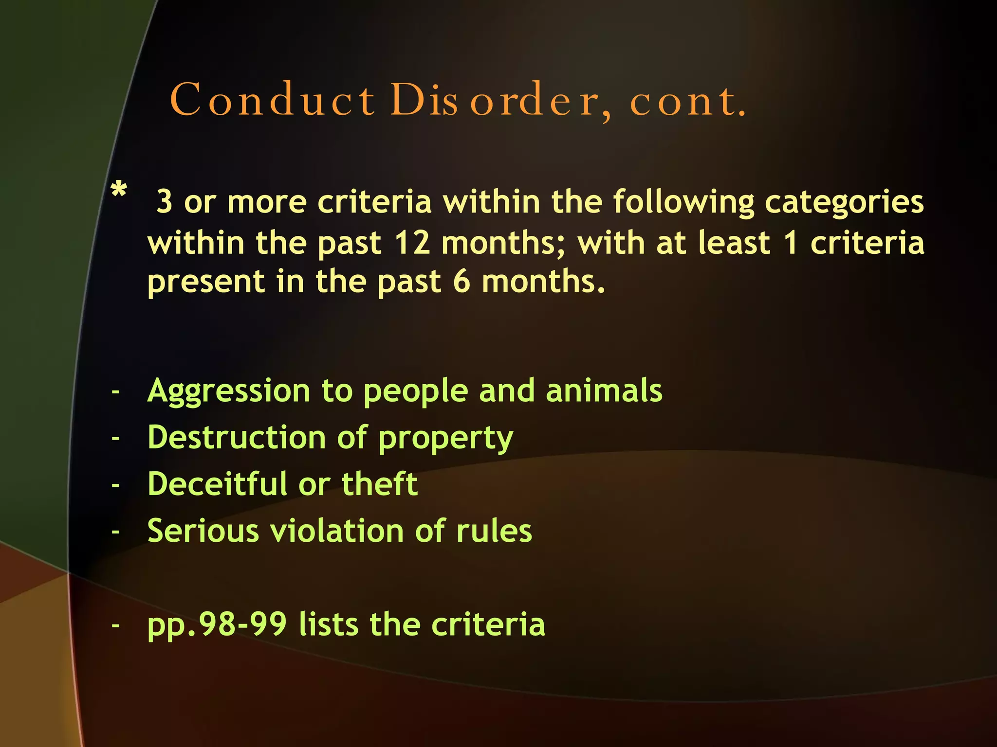 Odd & Conduct Disorders | PPT