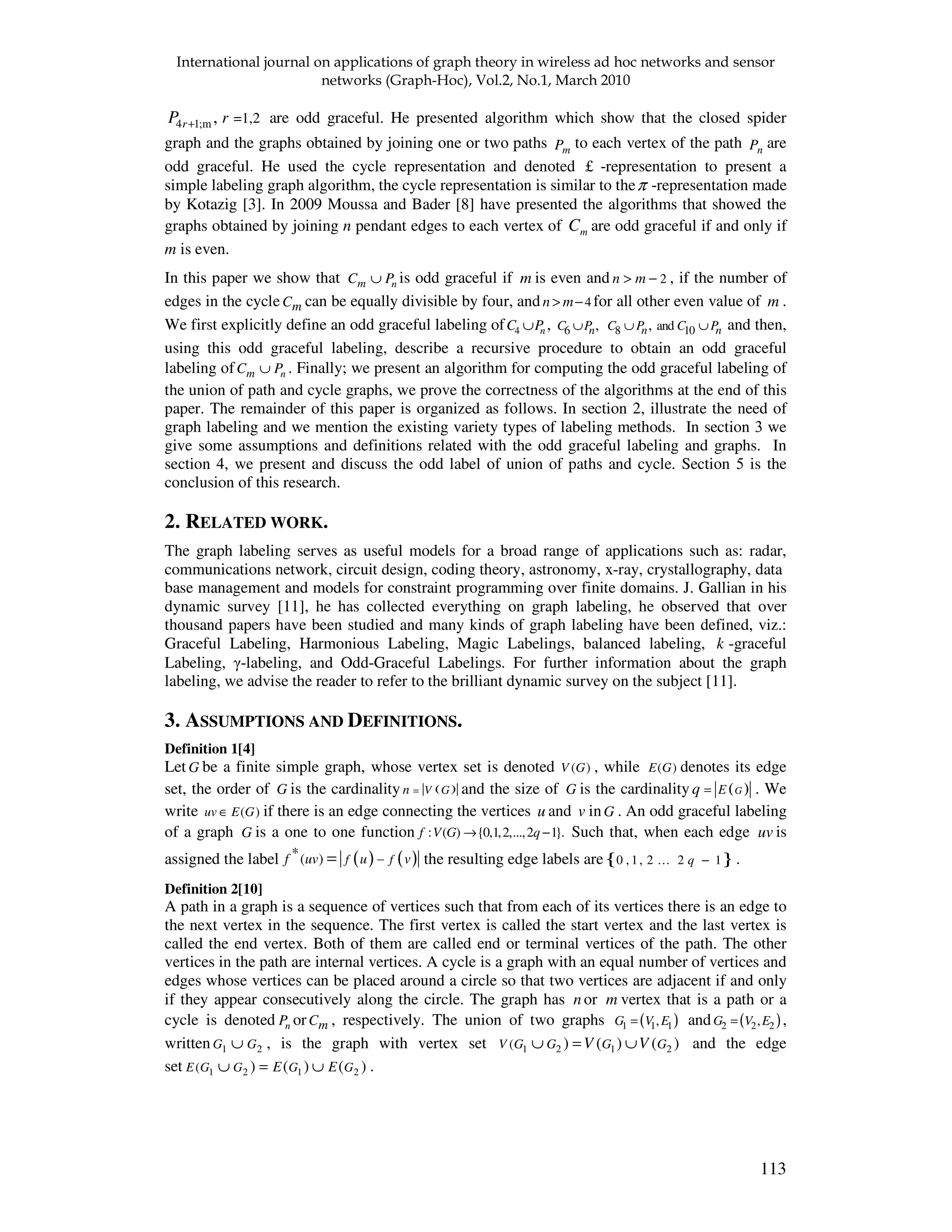 An Algorithm for Odd Graceful Labeling of the Union of Paths and Cycles ...