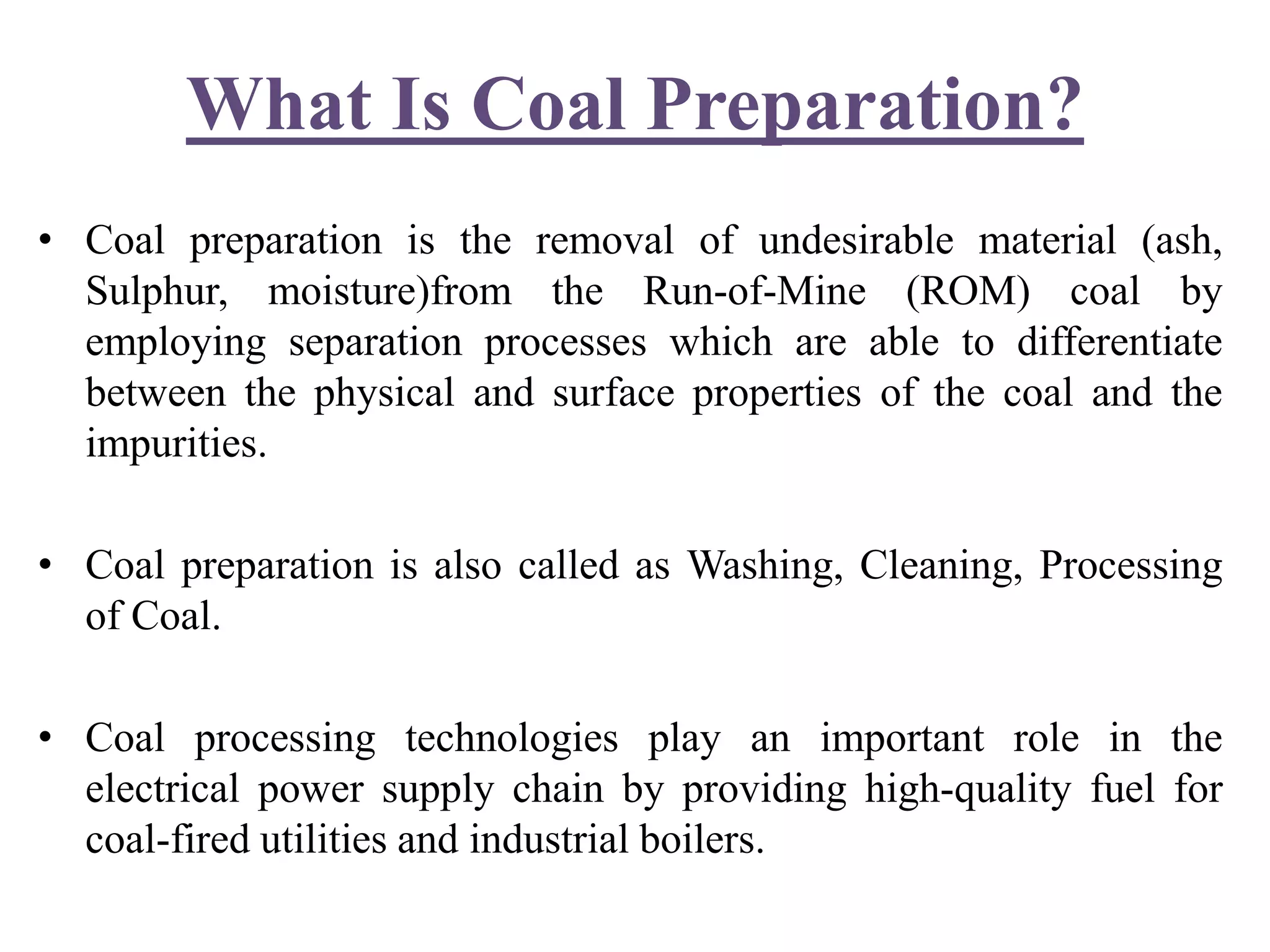 coal preparation, | PPTX