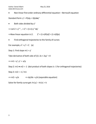 Differential equation study guide for exam (formula sheet) | PDF