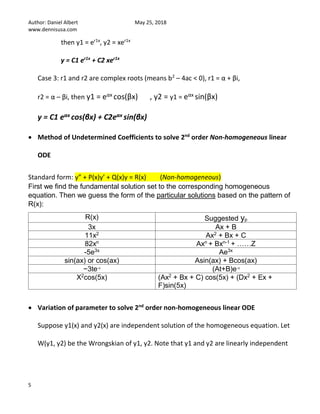 Differential equation study guide for exam (formula sheet) | PDF