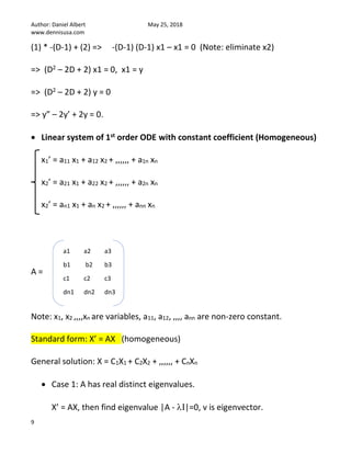 Differential equation study guide for exam (formula sheet) | PDF