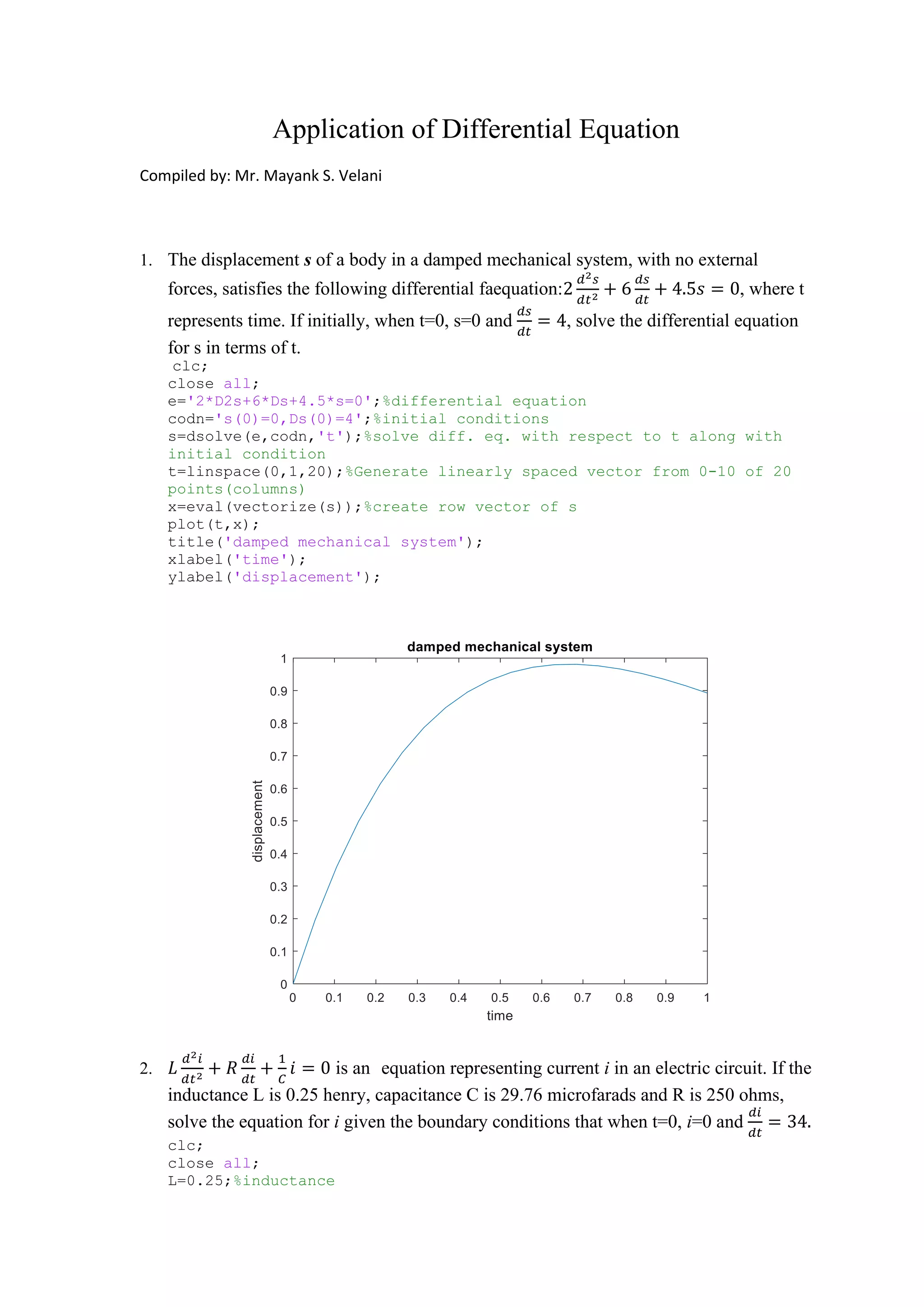Application of Differential Equation | PDF