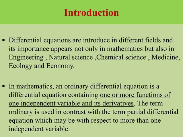 Ordinary differential equation | PPTX | Physics | Science