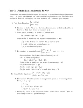 Ode45 | PDF
