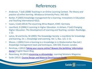 eLearning or eKnowlege: What are we providing for students? | PPTX