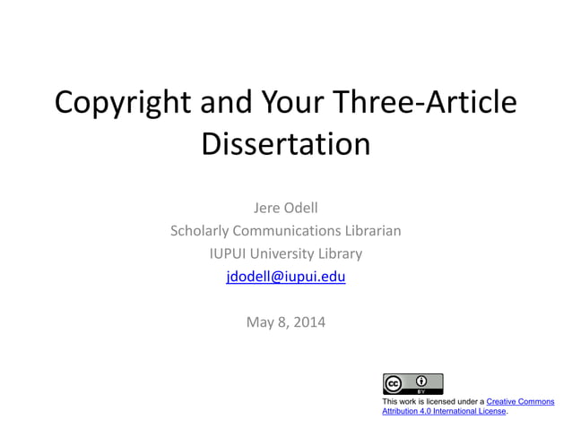Copyright and Your Three-Article Dissertation | PPT