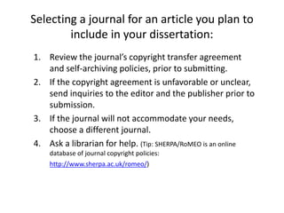 Copyright and Your Three-Article Dissertation | PPT