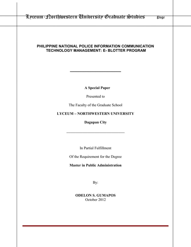 PNP Information Communication Management: e-Blotter Program | DOC