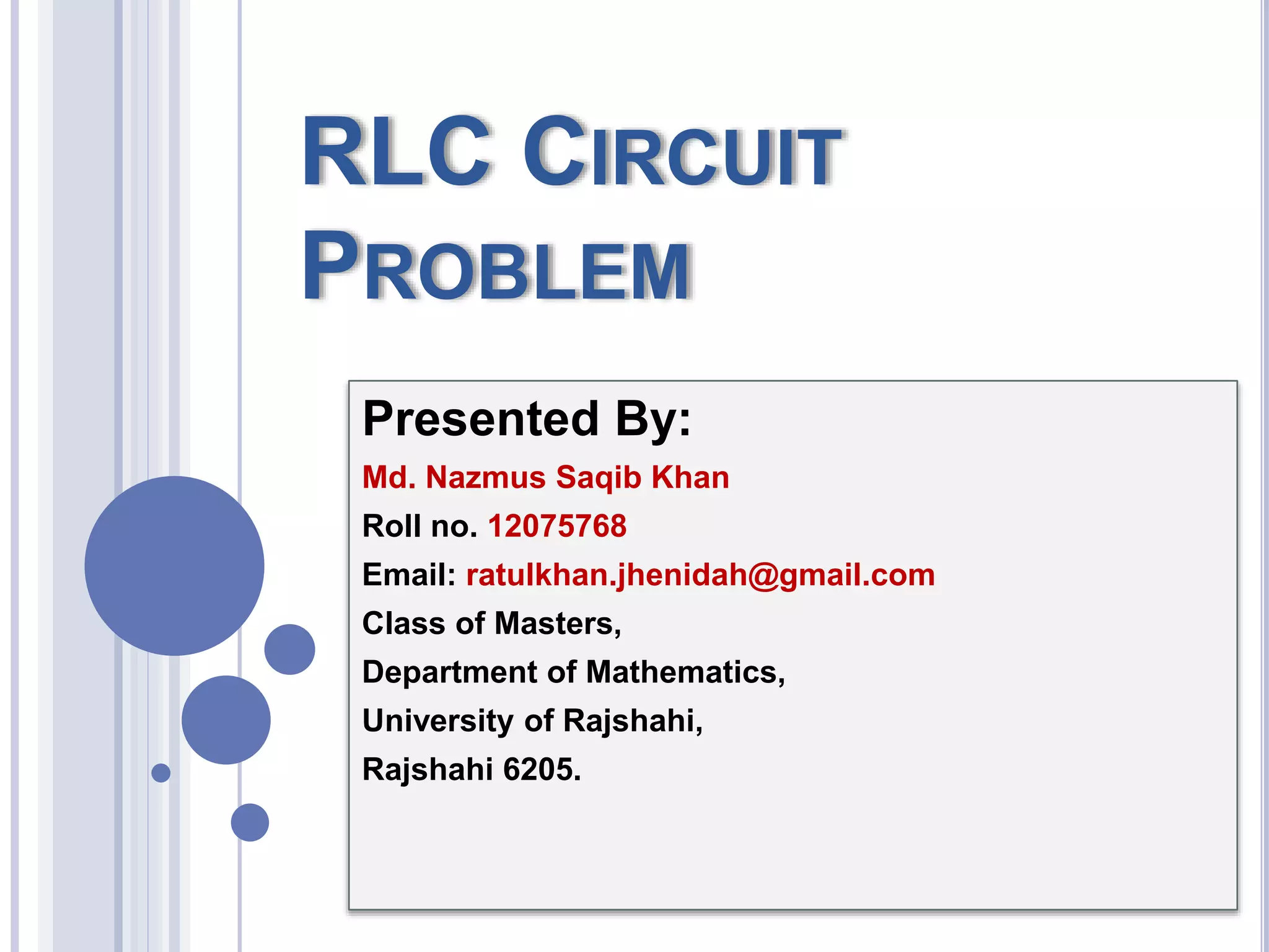 Modeling of an RLC circuit | PPTX