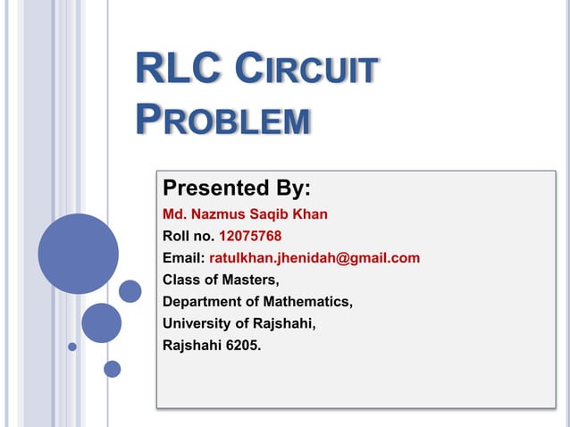 Modeling of an RLC circuit | PPT