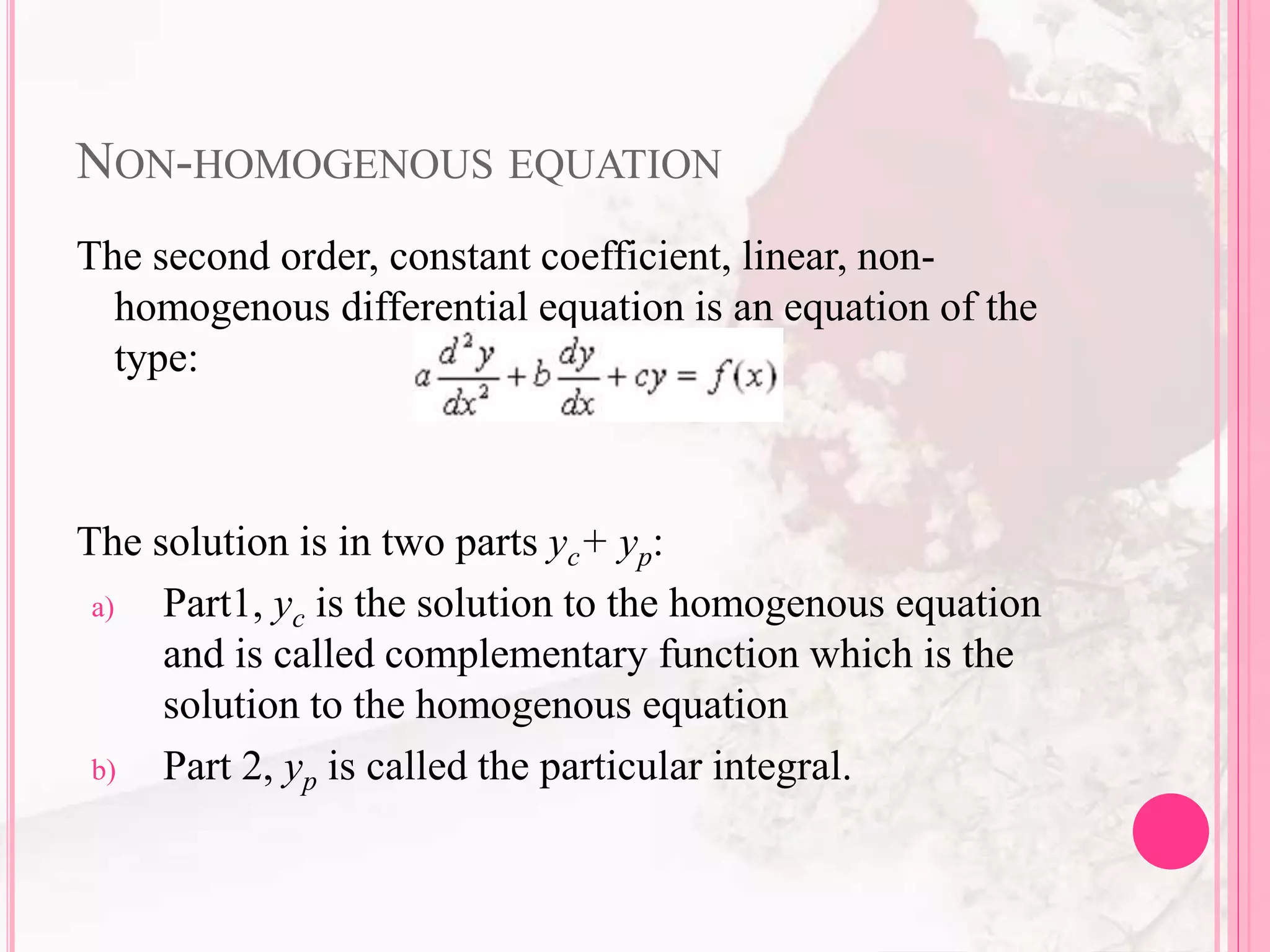 Application Of Higher Order Differential Equations Pptx