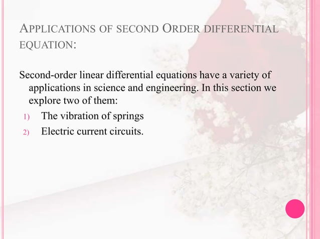 APPLICATION OF HIGHER ORDER DIFFERENTIAL EQUATIONS | PPTX