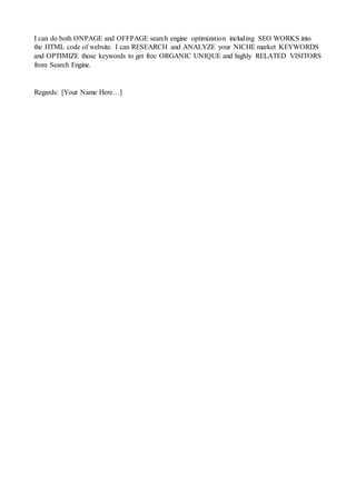 oDesk Cover Letter Sample for Back-Link Building | DOCX