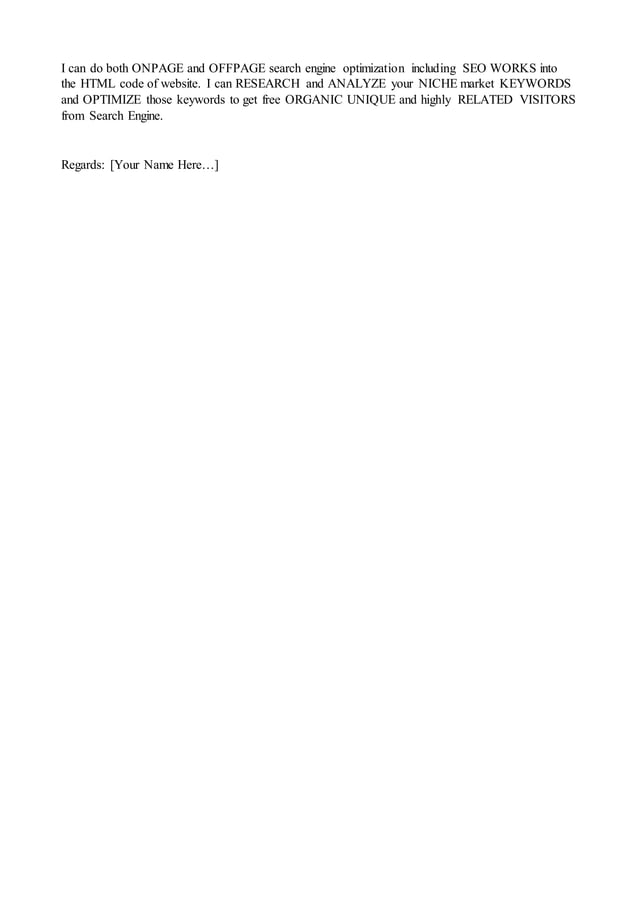 oDesk Cover Letter Sample for Back-Link Building | PDF